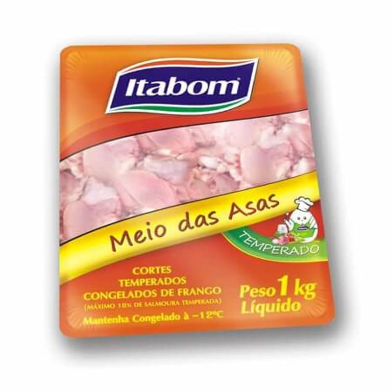 Meio da Asa de Frango Temperada e Congelada Itabom 1kg