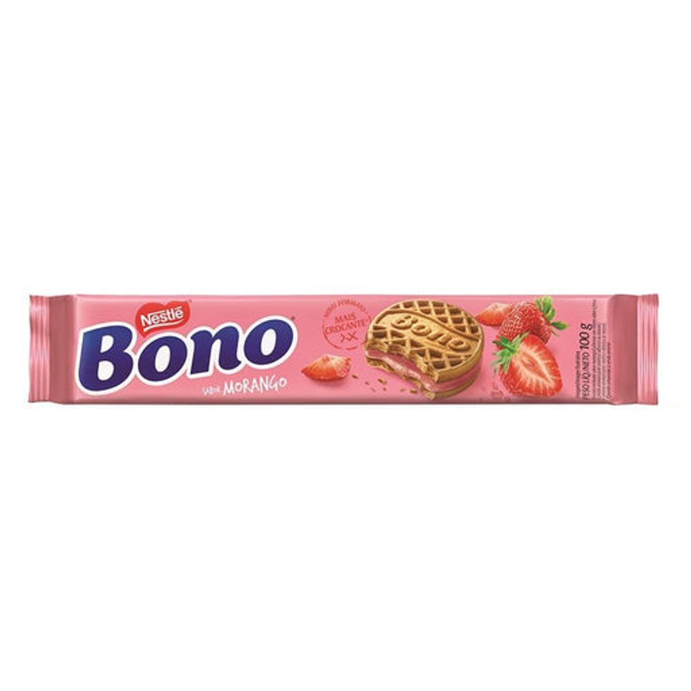 Biscoito Recheio Morango Bono Pacote 100g