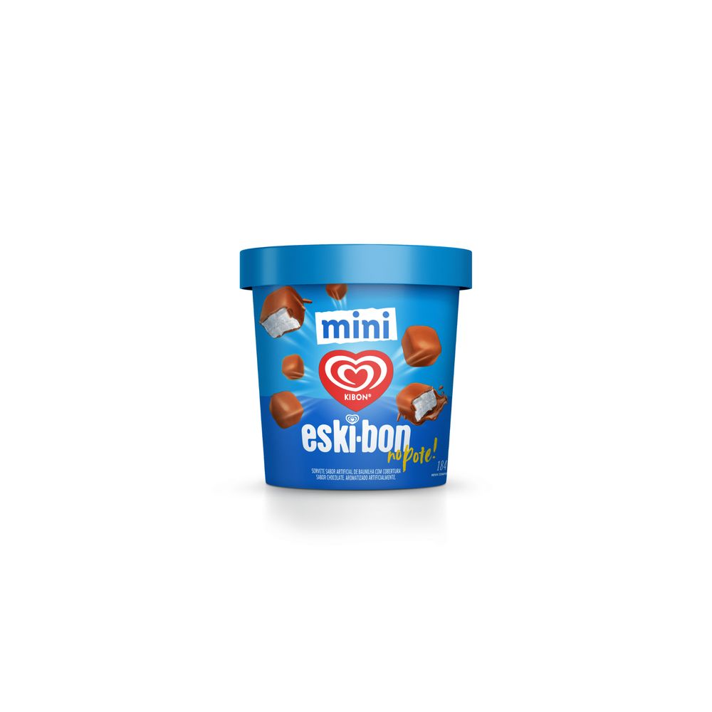 Mini Sorvete Baunilha Cobertura Chocolate Kibon Eski-bon Pote 184g